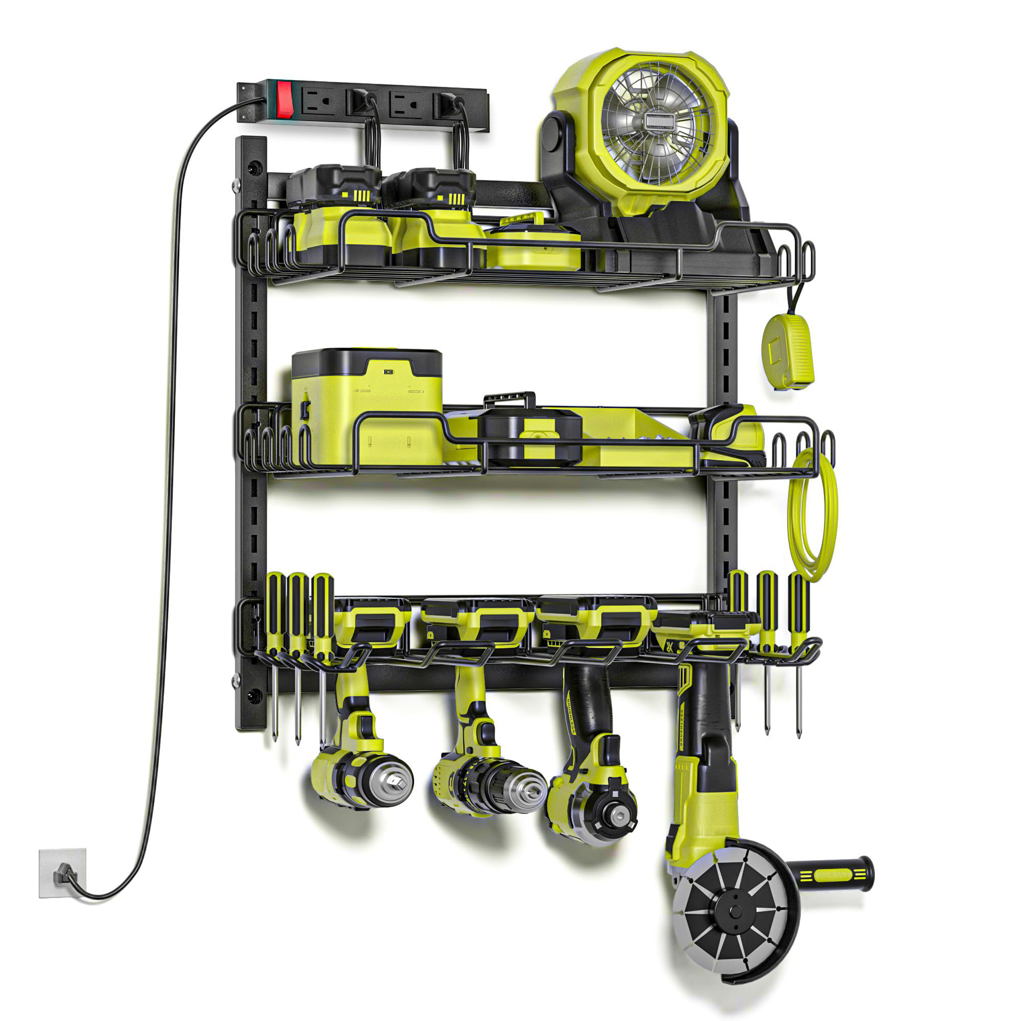 17 Stories Tool Organizer With 3 Adjustable Tool Holders And 4 Outlet ...