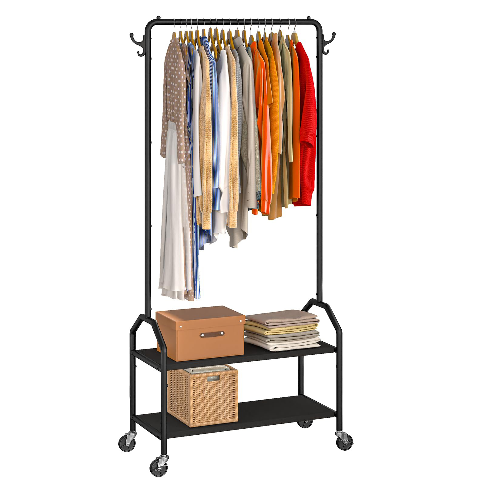 Rebrilliant Clothes Rack For Hanging Clothes With Bottom Shelves ...