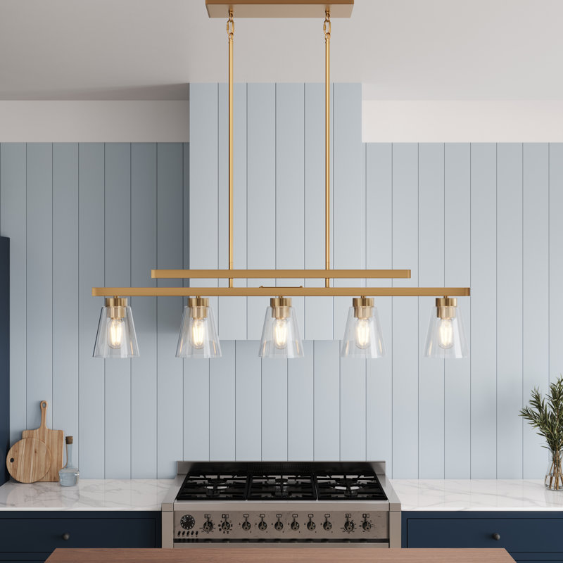 Breakwater Bay 5-Light Modern Island Farmhouse Gold Linear Chandeliers ...