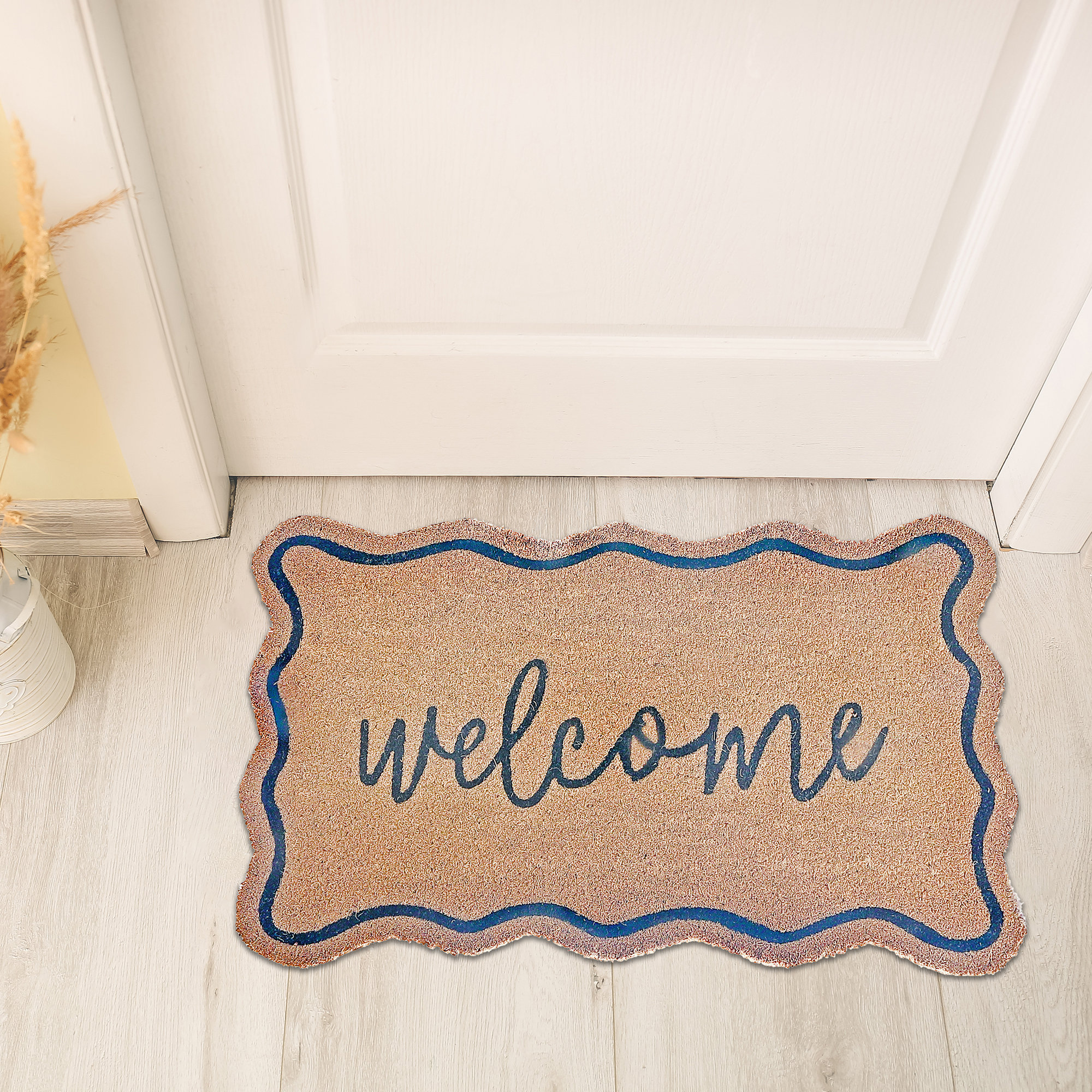 Gracie Oaks Scallop Shape Coir Door Mat Welcome - Wayfair Canada