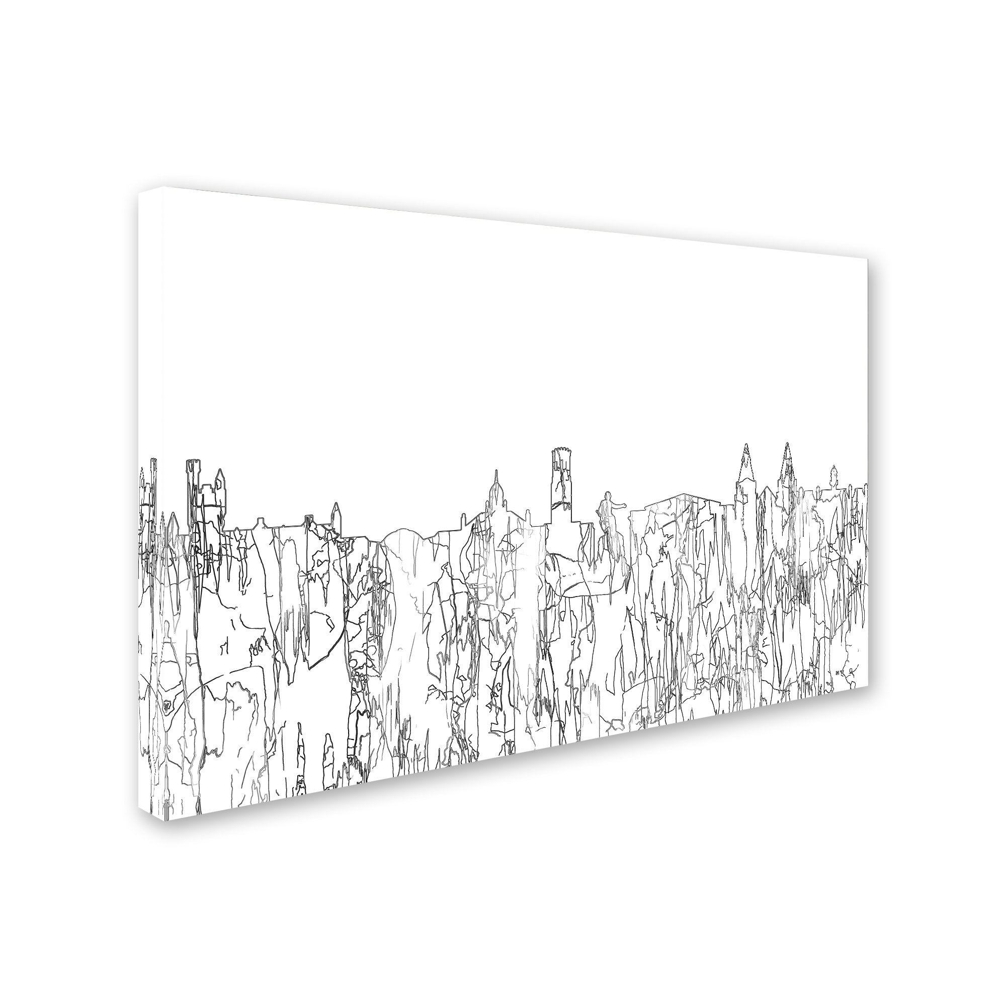Trademark Fine Art 'Aberdeen Scotland Skyline BW Thin Line' Drawing ...