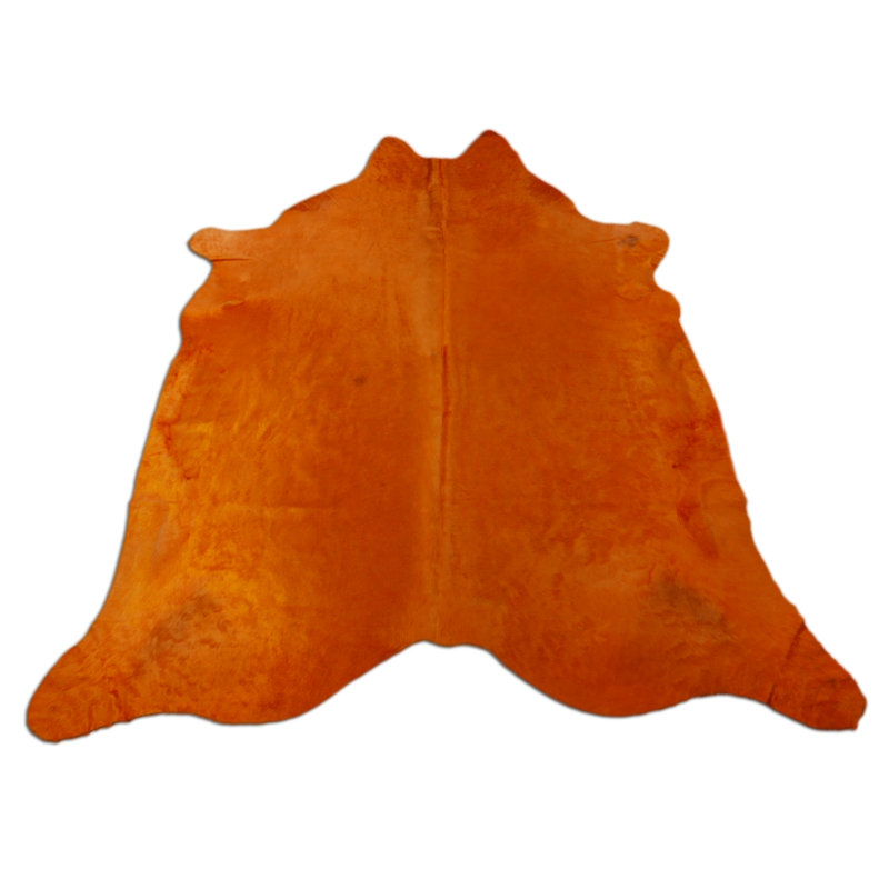Mercer41 Creedmoor Dyed Orange Cowhide Area Rug | Wayfair