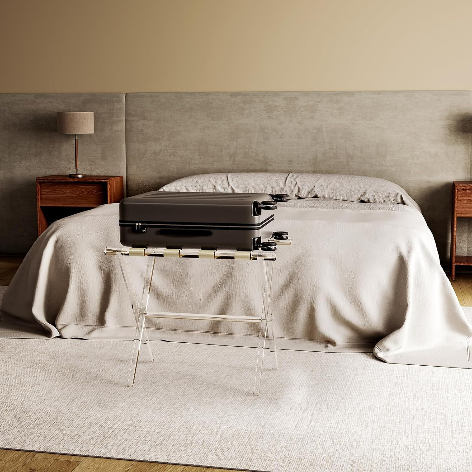 WINUAL Acrylic Luggage Rack For Guest Room - Foldable Suitcase Stand ...