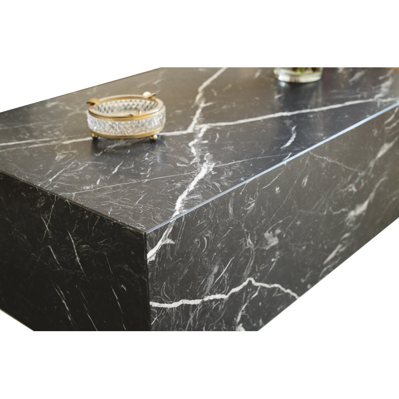 BETACH Genuine Marble Block Coffee Table - Nero Black Marble & Reviews ...