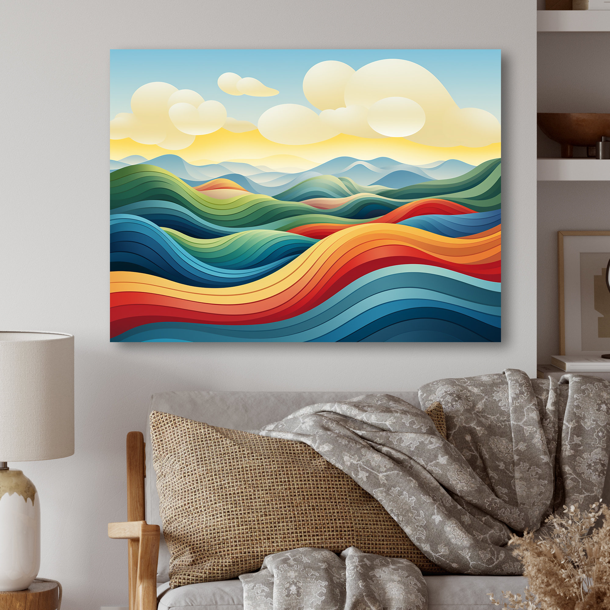 Millwood Pines Blue And Yellow Vibrant Landscape Horizons - Abstract ...