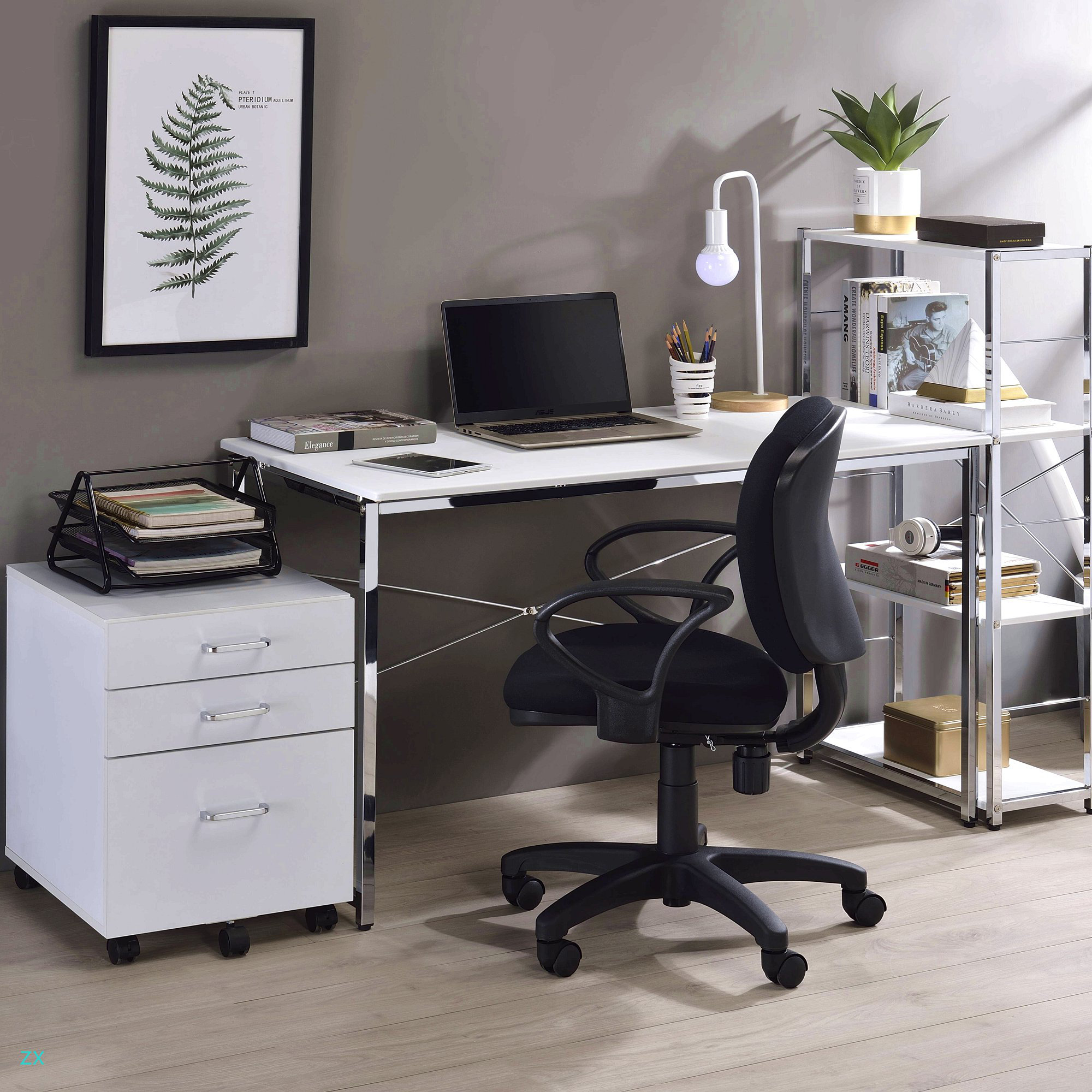 Wrought Studio™ Chrome Writing Desk With Sled Base | Wayfair