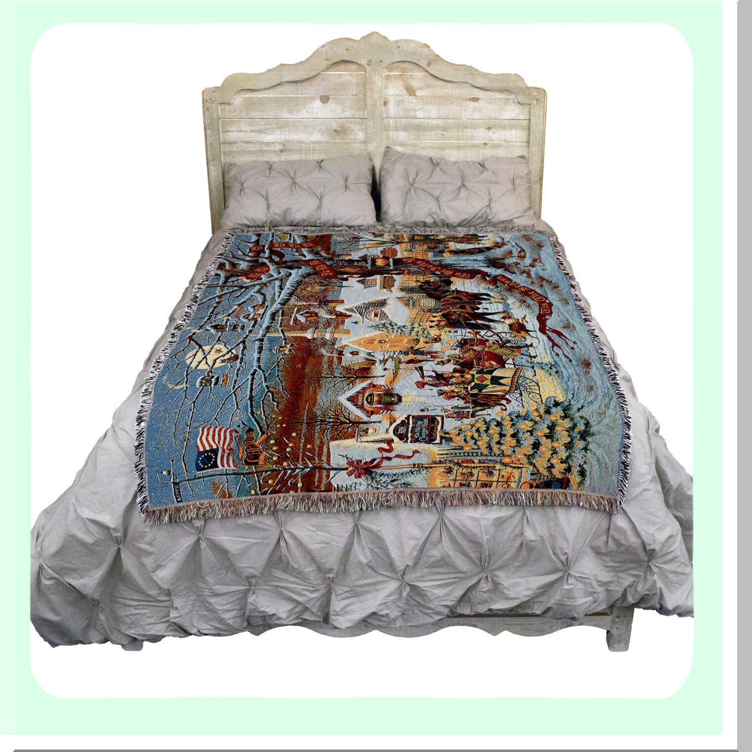 BRBCA Sleigh Ride Cotton Tapestry Throw - Cozy 72x54 Blanket for Early ...