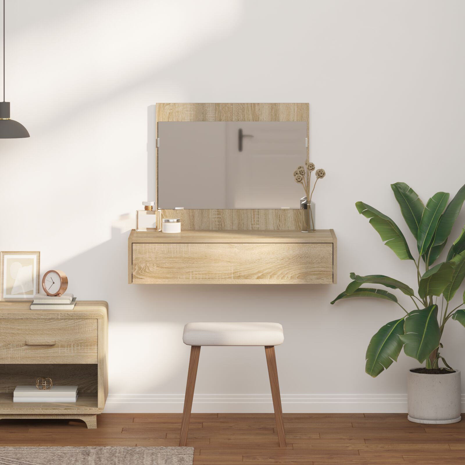 Ivy Bronx Wall Hanging Dressing Table Concrete Grey 32.7X15.7X27.6 In | Wayfair