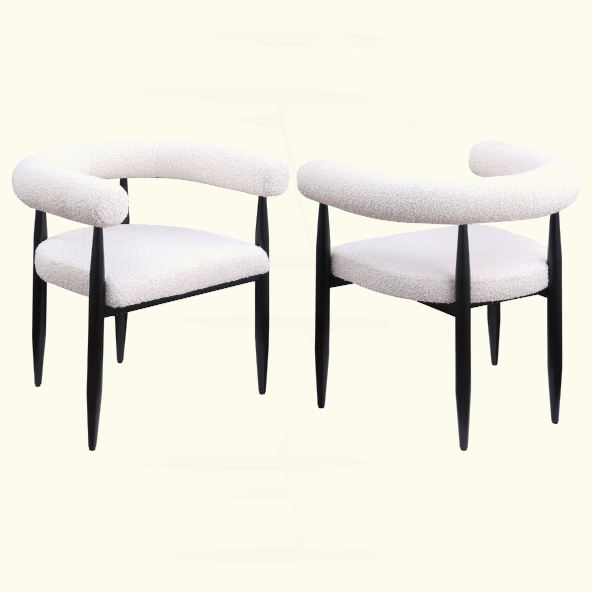 Orren Ellis 2Pc Set Modern U-Shaped Backrest Arms Dining Armchairs ...