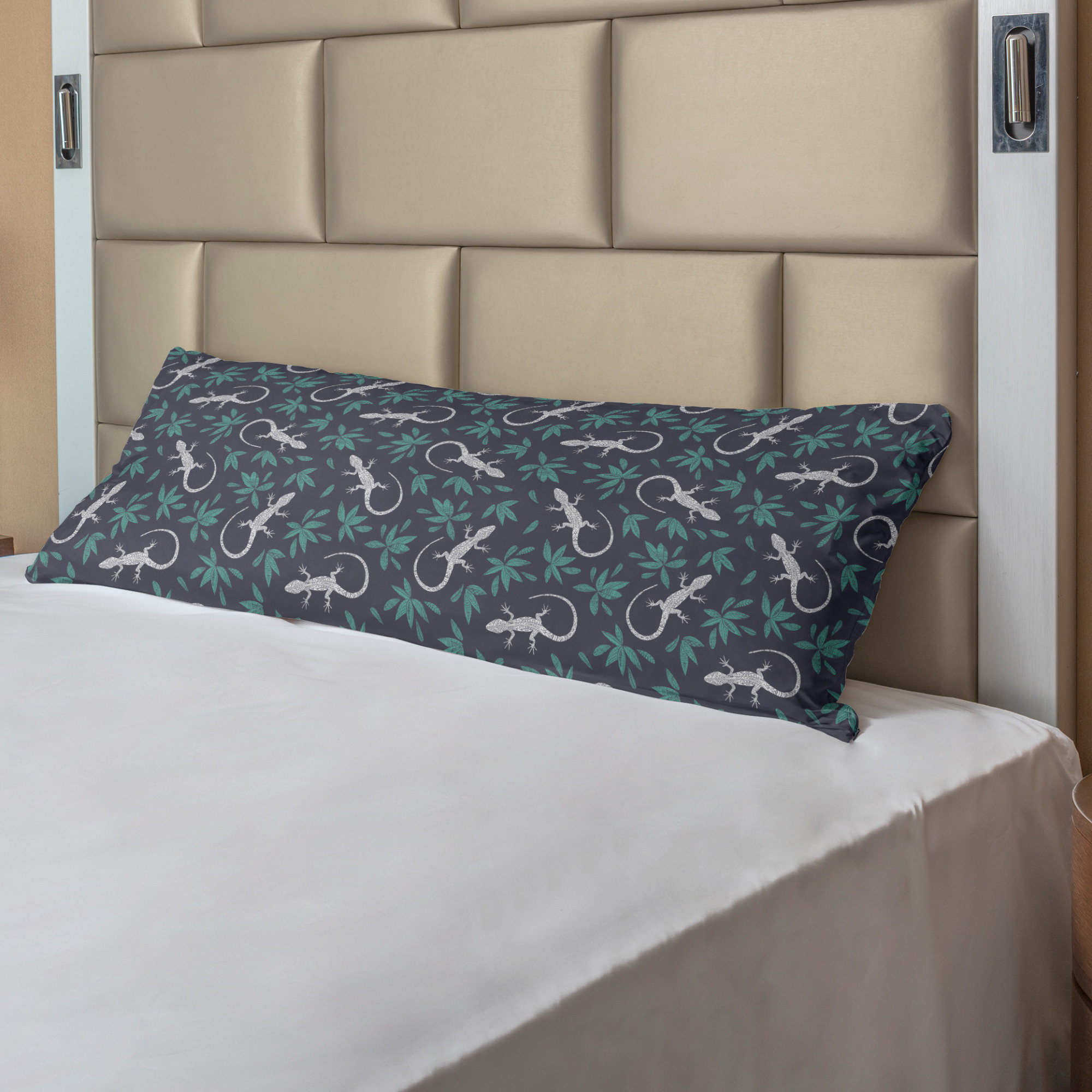 Ambesonne Gecko Body Pillow Case Cover With Zipper, Hand Drawn Reptiles ...