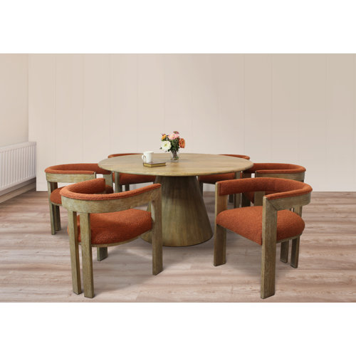 MOTI Furniture Jade 60" Dining Table With 6 Trident Rust Chairs | Wayfair
