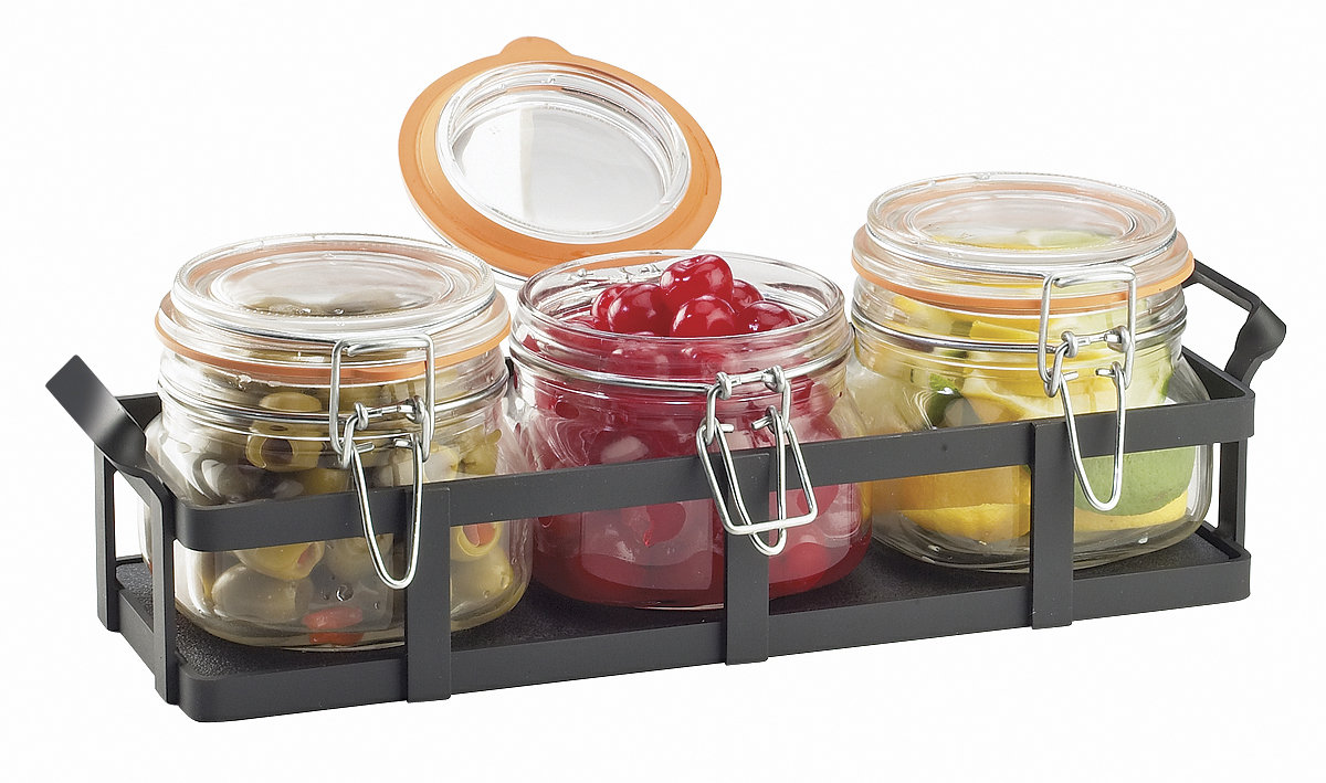 Cal-Mil Black Rustic Jar Condiment Display with Jars | Wayfair