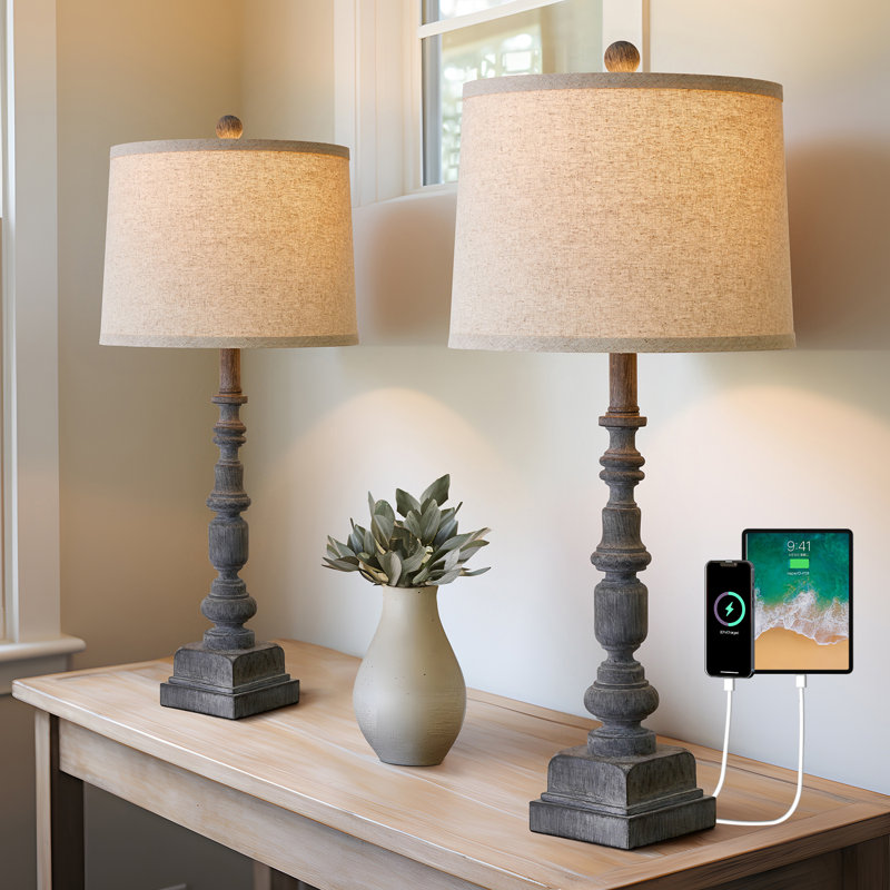 Charlton Home® Dewitte Resin USB Table Lamp & Reviews | Wayfair