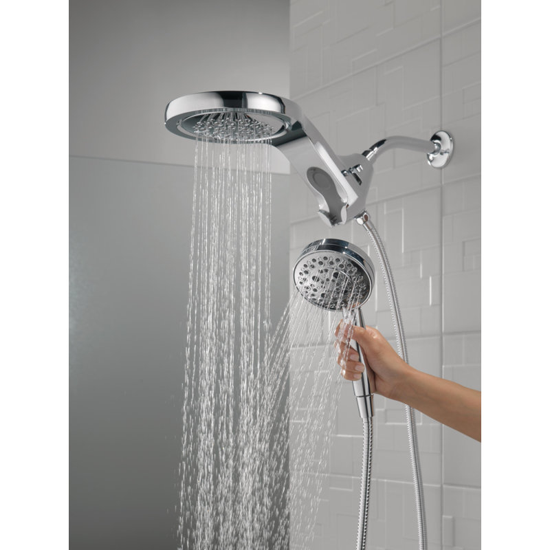 Delta Hydrorain 5 Spray Dual Shower Head and Handheld Shower with ...