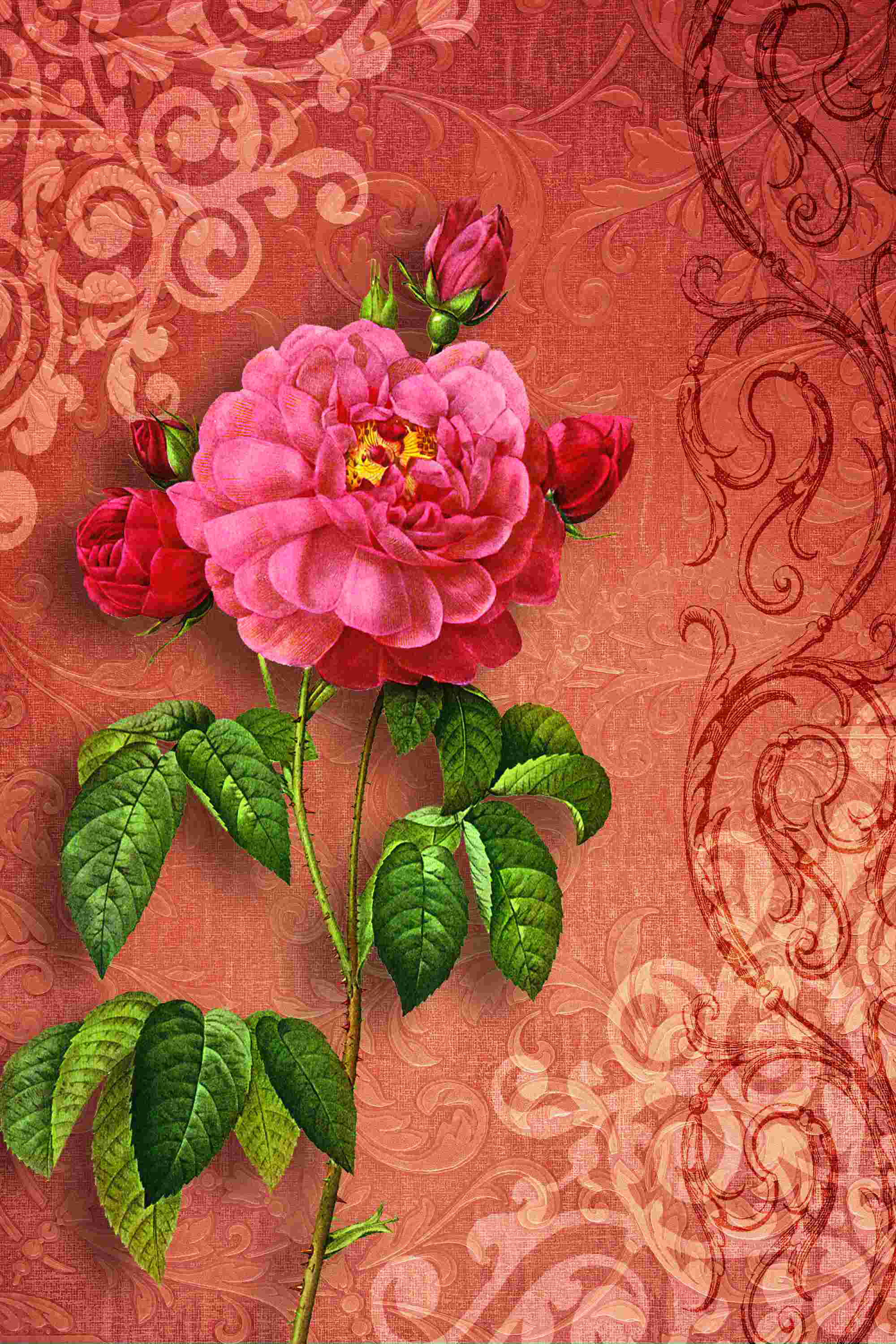 Winston Porter Ornate Roses - Wrapped Canvas Painting | Wayfair