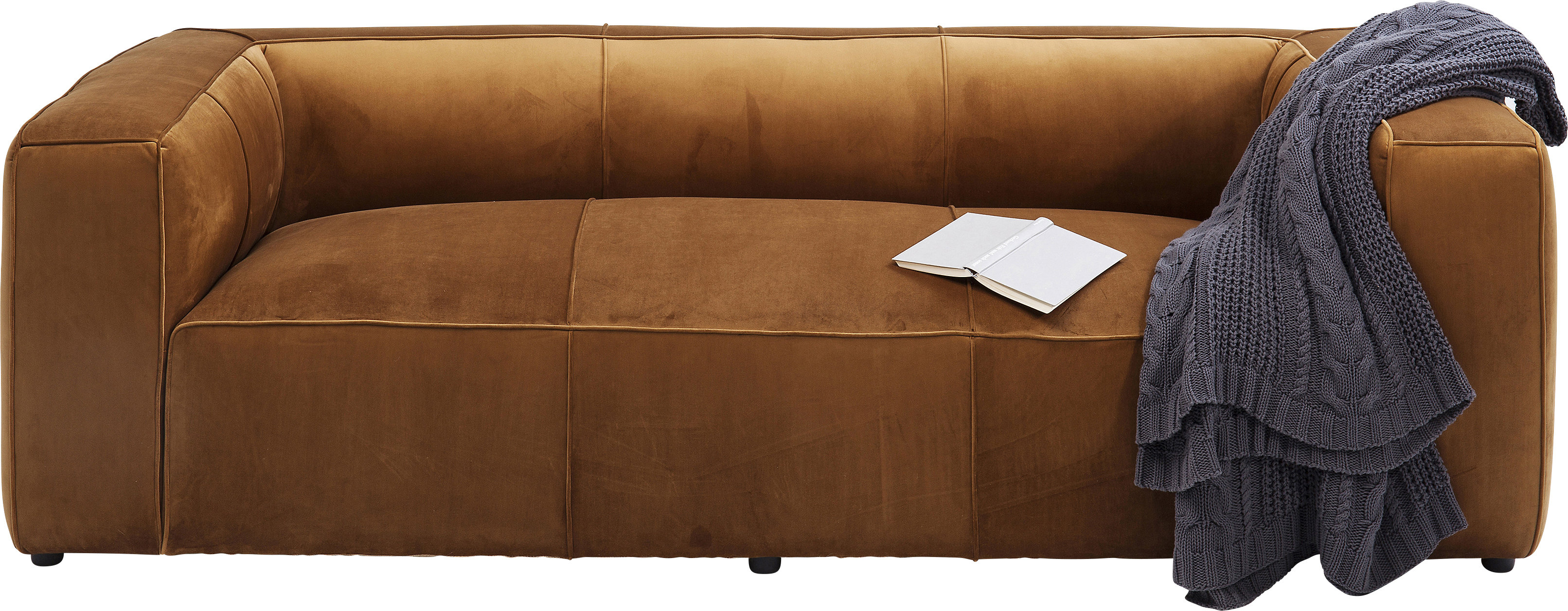 KARE Design Sofa Cubetto 3-Seater Velvet Brown 220cm | Wayfair.co.uk