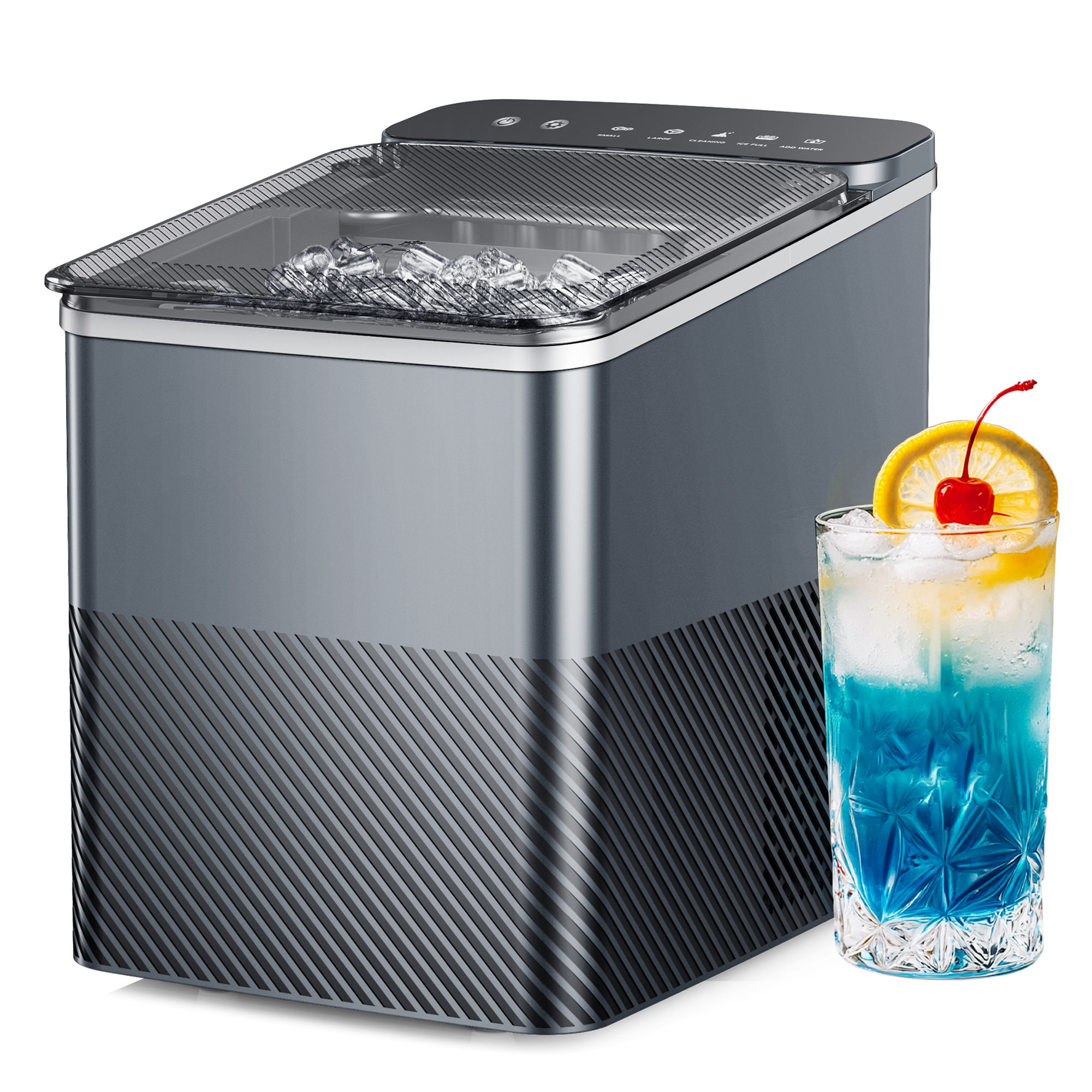Euhomy 27 Lbs 2 Sizes Of Bullet Ice Maker, Camping And Party Ice Maker ...