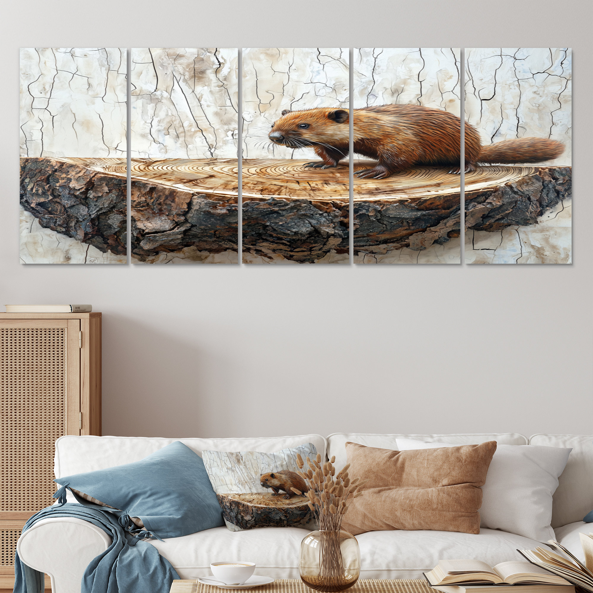 Millwood Pines Beaver Portrait On A Wooden Slide I - Beaver Wall Art ...