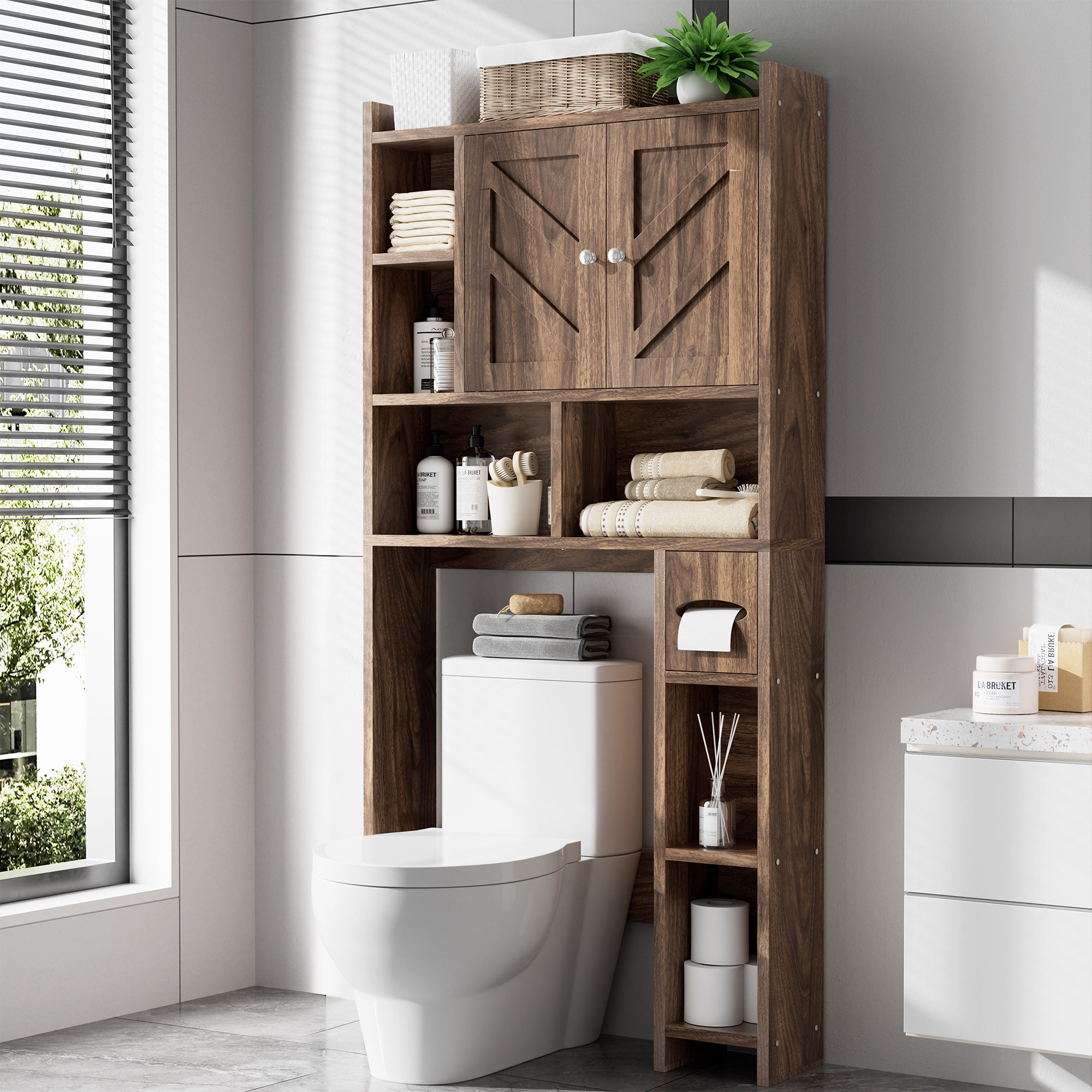 Millwood Pines Emefu Over The Toilet Storage Cabinet for Bathroom Space ...