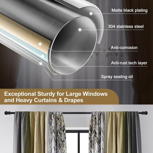Lark Manor™ Geistown Extra Long Curtain Rods 120-Inch To 170-Inch, 1 ...