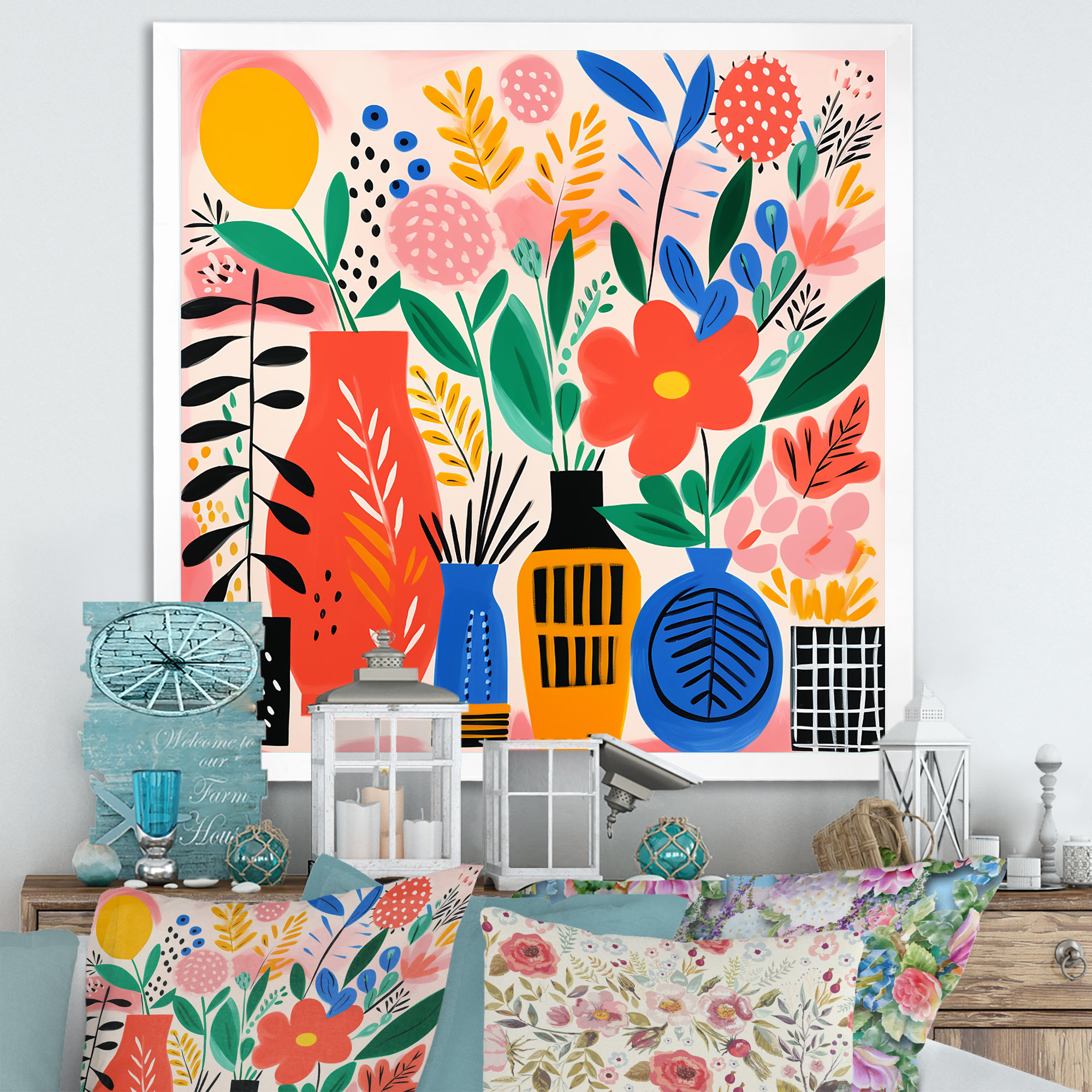 Wildon Home® Henri Matisse Style Boho Flower Bouquet II - Boho Pottery ...