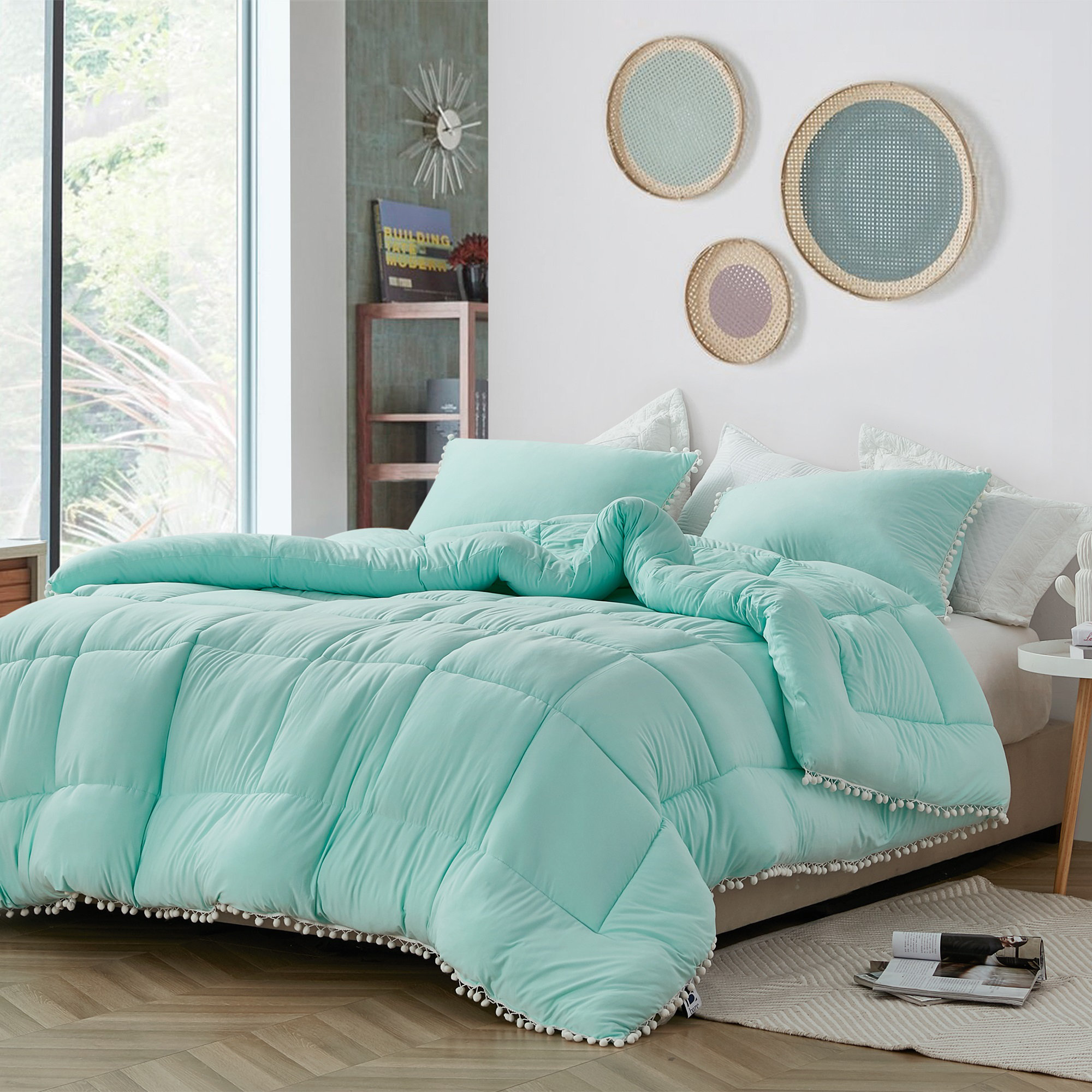 Byourbed Bare Bottom Pom Pom Trim Oversized Comforter & Reviews | Wayfair