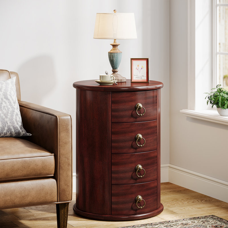 Lark Manor™ Solid Wood Round Side Table With 4 Drawers & Reviews | Wayfair