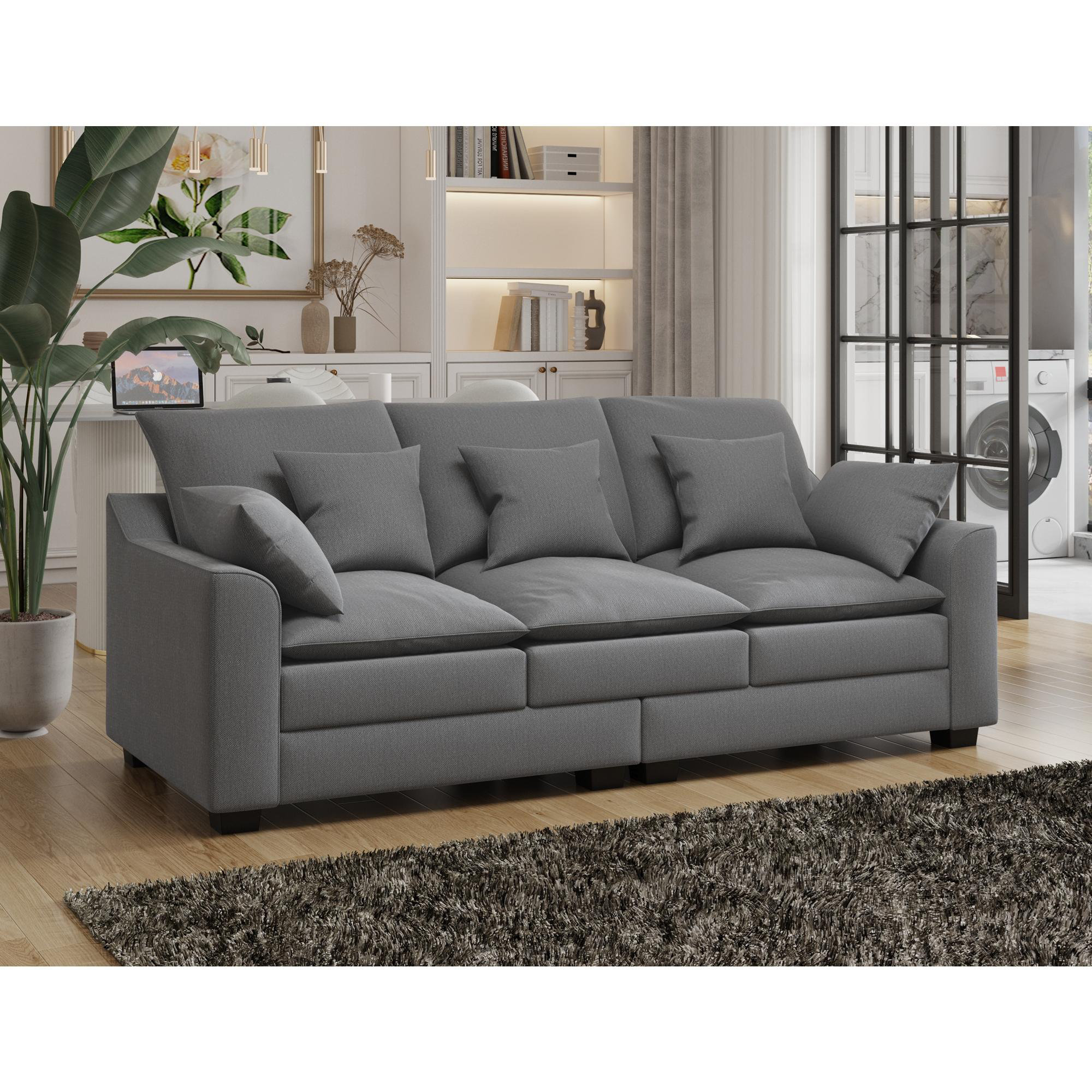 Latitude Run® 3-seater sofa: polyester upholstery, duck down filled ...
