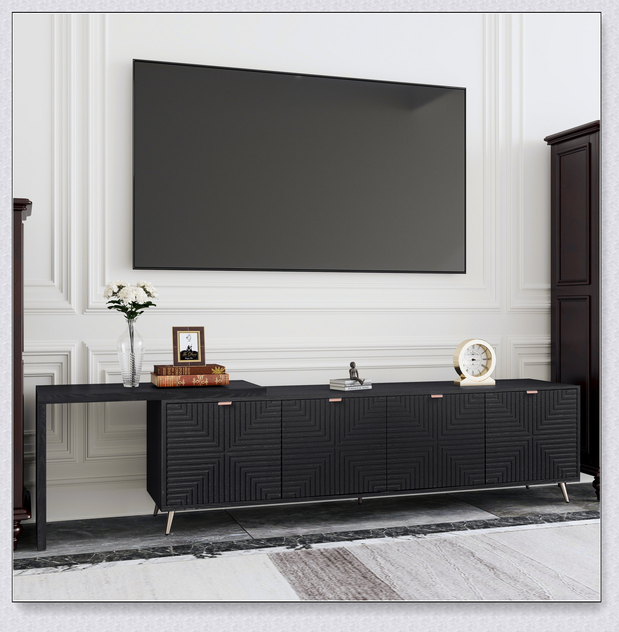 Mercer41 70"-90" Extendable TV Cabinet, Modern Entertainment Center ...