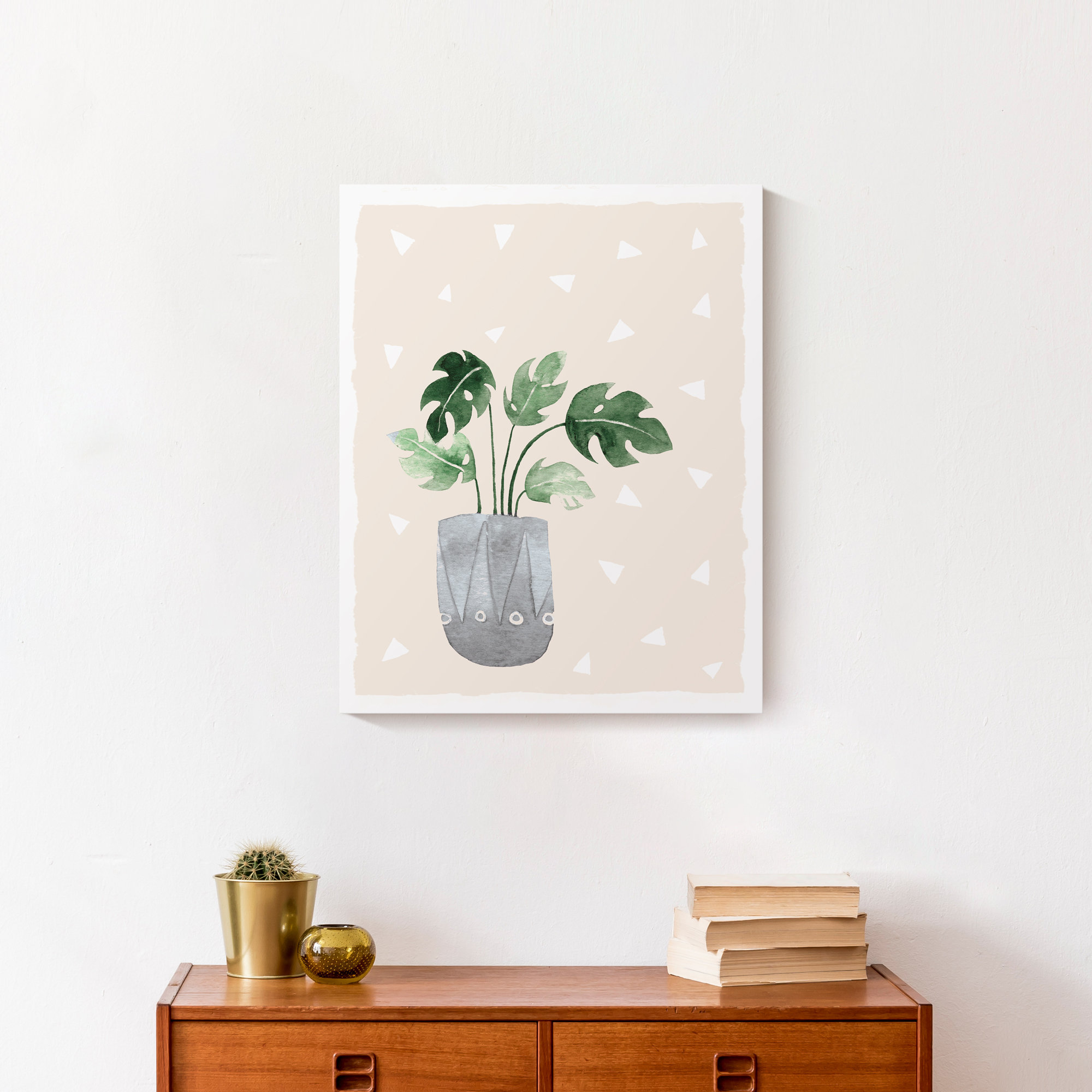 Bay Isle Home™ Monstera Triangle Pattern - Unframed Painting on Canvas ...