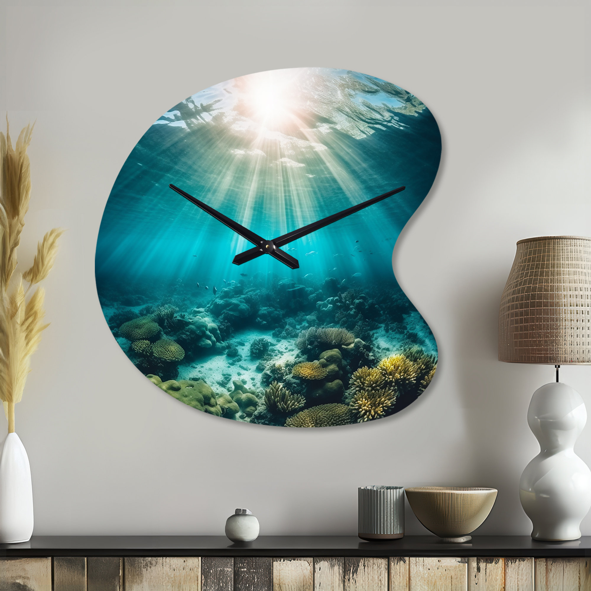 Design Art Underwater Coral IV - Drop Shape Decorative Turquoise ...