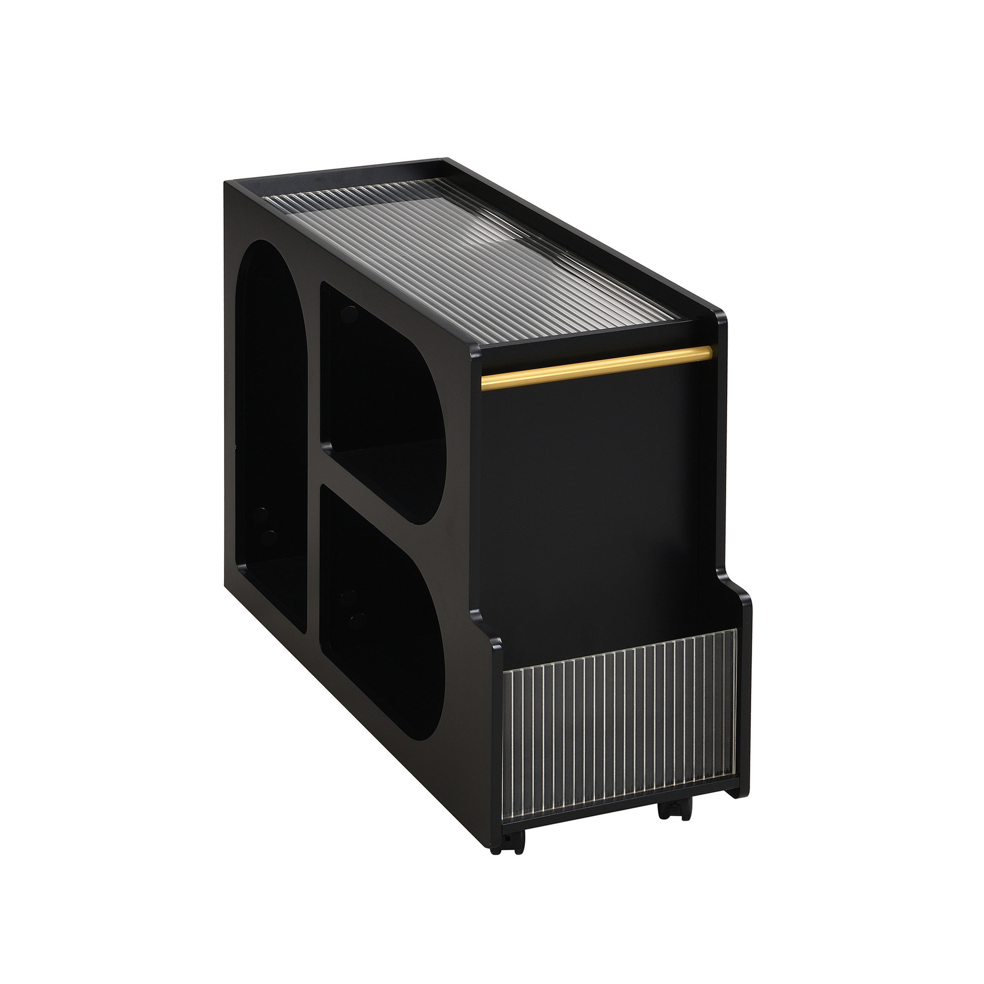 Mercer41 Mobile End Table With Lockable Wheels, Narrow Coffee Table ...