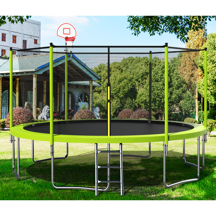 Modern Luxe Furniture 16' Round Backyard Trampoline With Safety ...