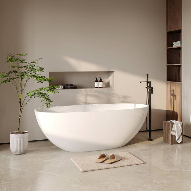 Signature Hardware 64" Winifred Solid Surface Freestanding Soaking ...