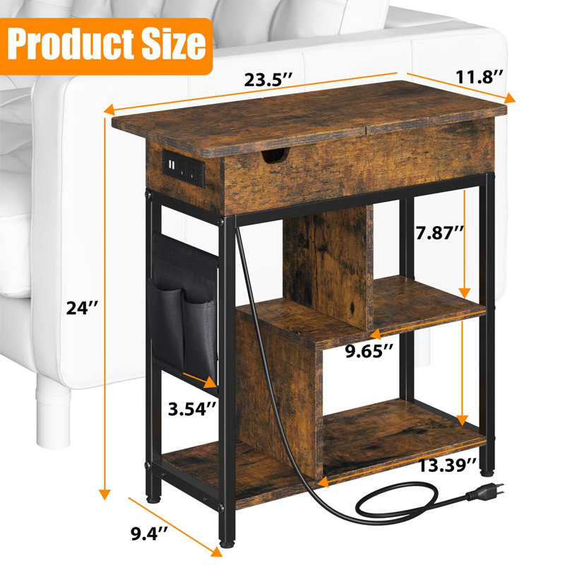 17 Stories Suchir End Table Built-In Outlets | Wayfair