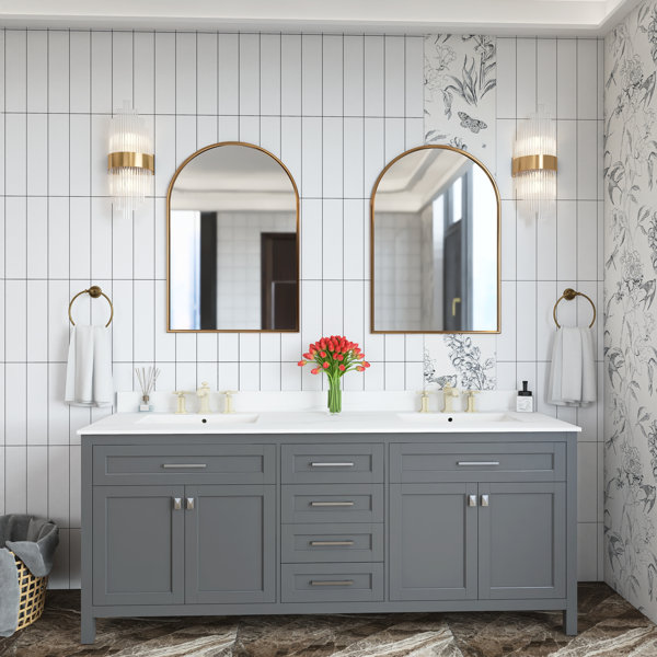 Red Barrel Studio® Nayson 72'' Double Bathroom Vanity with Engineered ...