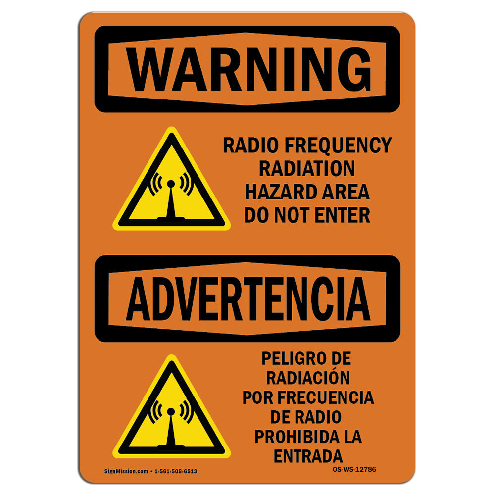 SignMission Osha Warning Sign - Radio Frequency Radiation Hazard Area ...