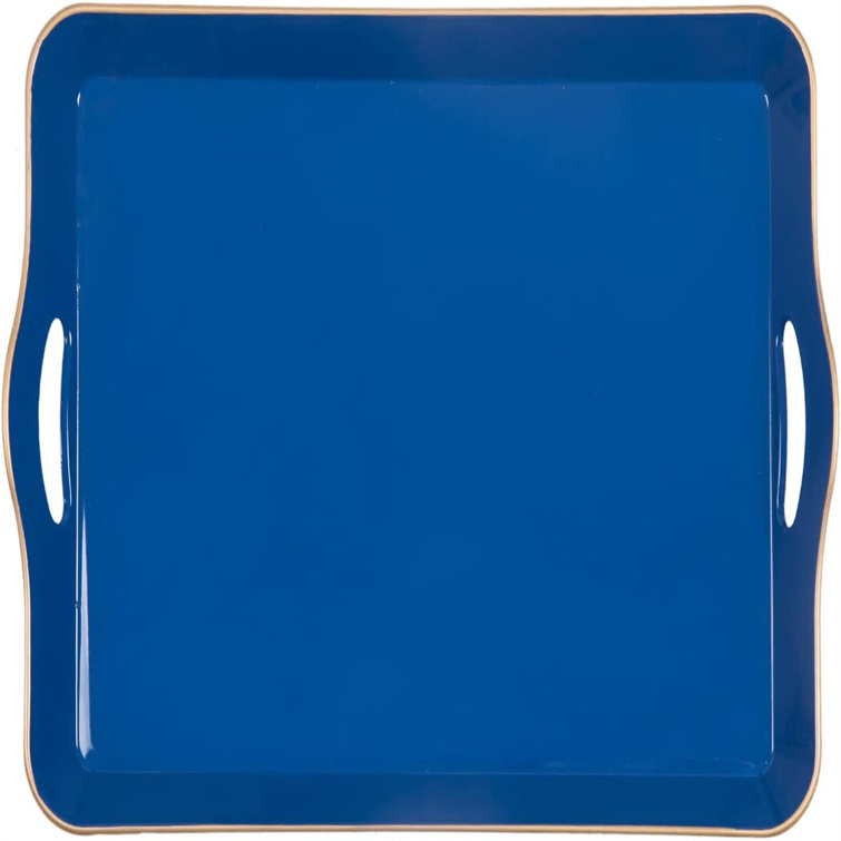 Latitude Run® Serving Tray With Handles, Royal Blue Modern Decorative ...