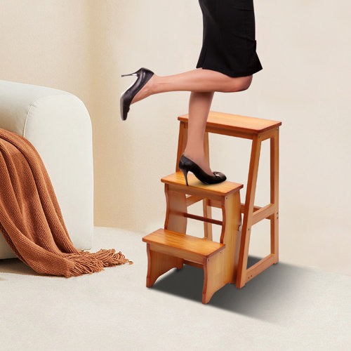 WFX Utility™ 3 - Step Wood Folding Step Stool | Wayfair