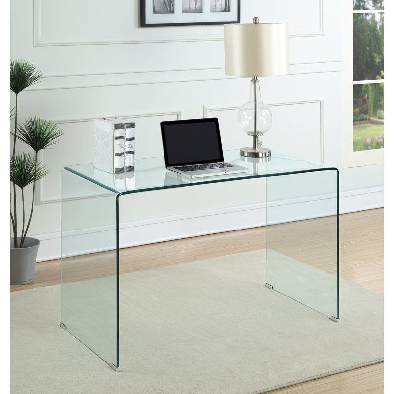 Ivy Bronx Khalilah Glass Writing Desk Clear & Reviews | Wayfair