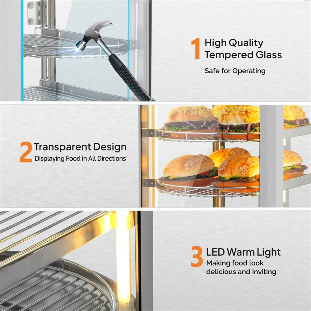 Mint Pantry® 3-Tier 800W 110V Hot Food Warmer Display Case Countertop ...