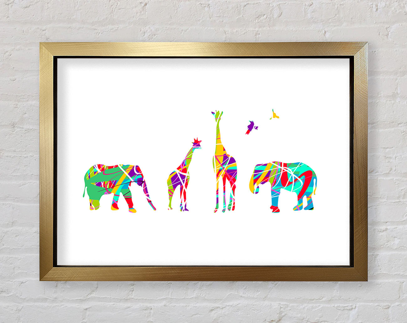 Bright Star Safari Animals Lined Up - Single Picture Frame Art Prints ...