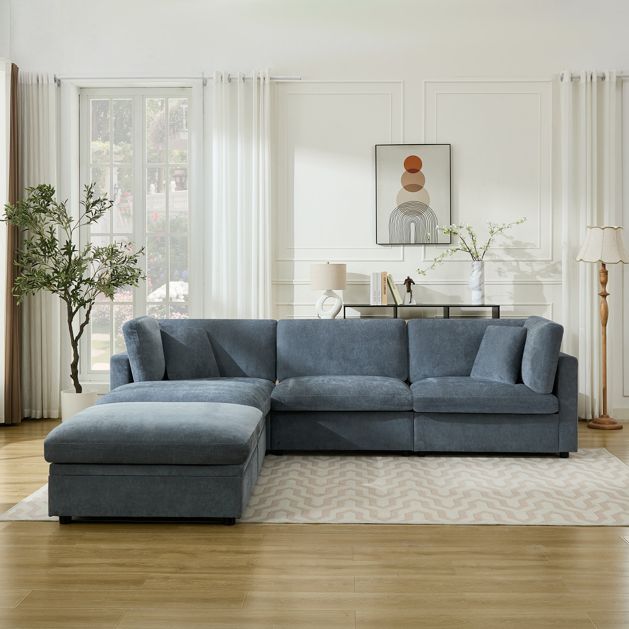 Latitude Run® 118.5” Oversized Cloud Modular Sectional Down Filled 4 ...