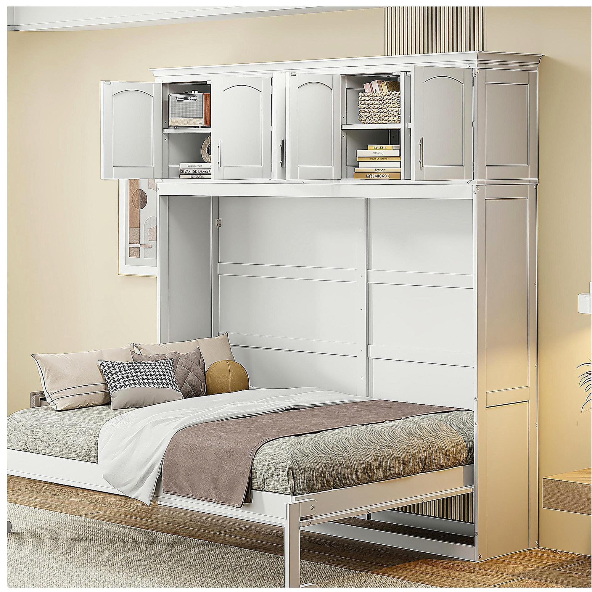 Wildon Home® Full-size wall-mounted bed with overhead cabinet | Wayfair
