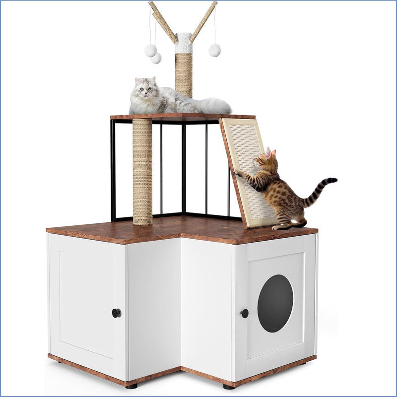 Tucker Murphy Pet™ Cat Tree Litter Box Enclosure Hidden Litterbox ...