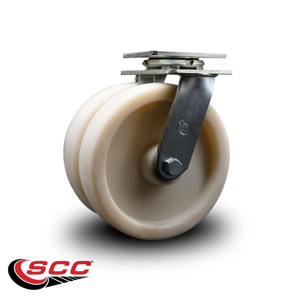 Service Caster 8 Inch Dual Nylon Wheels Swivel Caster with Roller ...