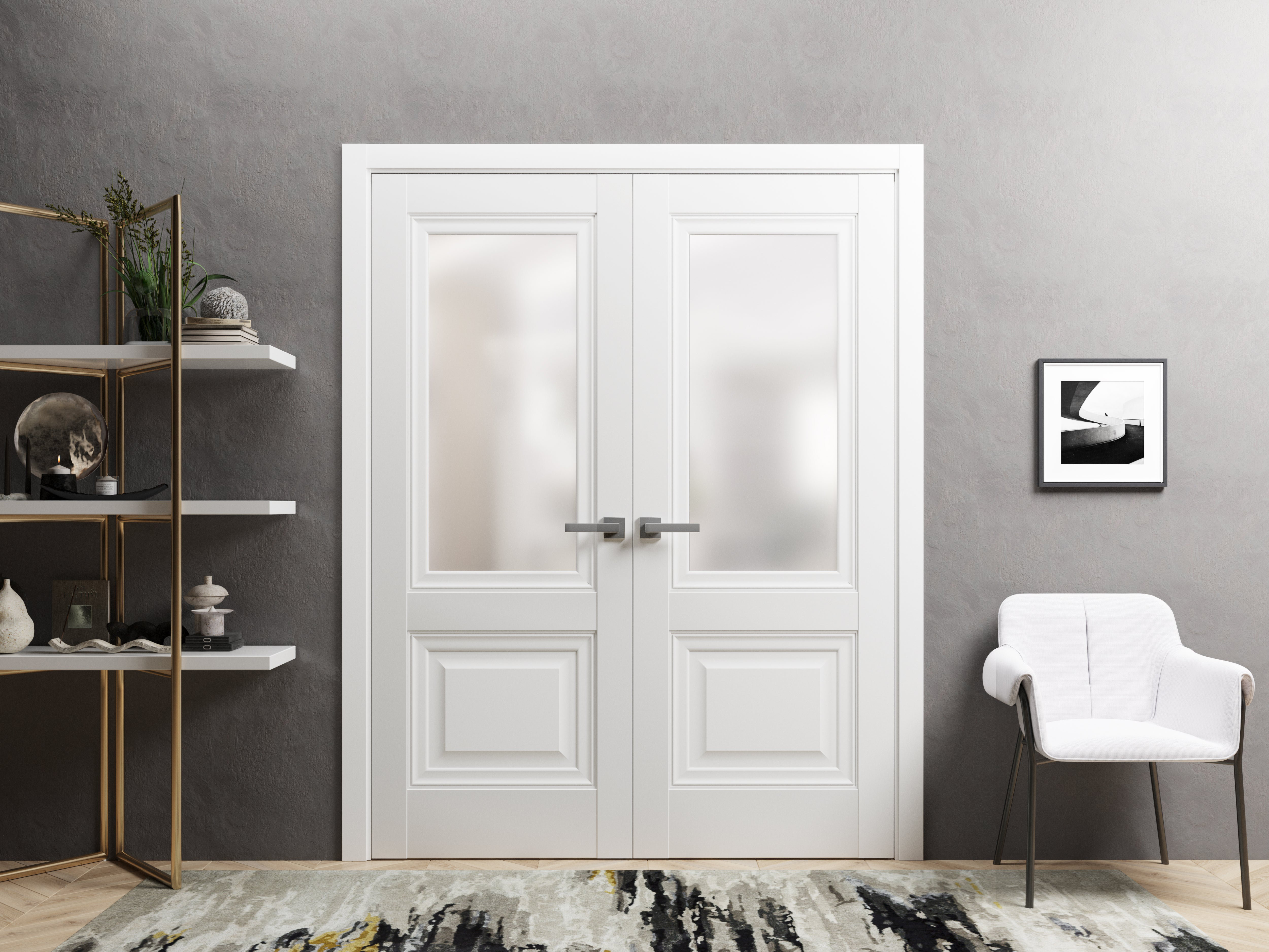 SARTODOORS Lucia Frosted Glass Paneled Wood French White Doors | Wayfair