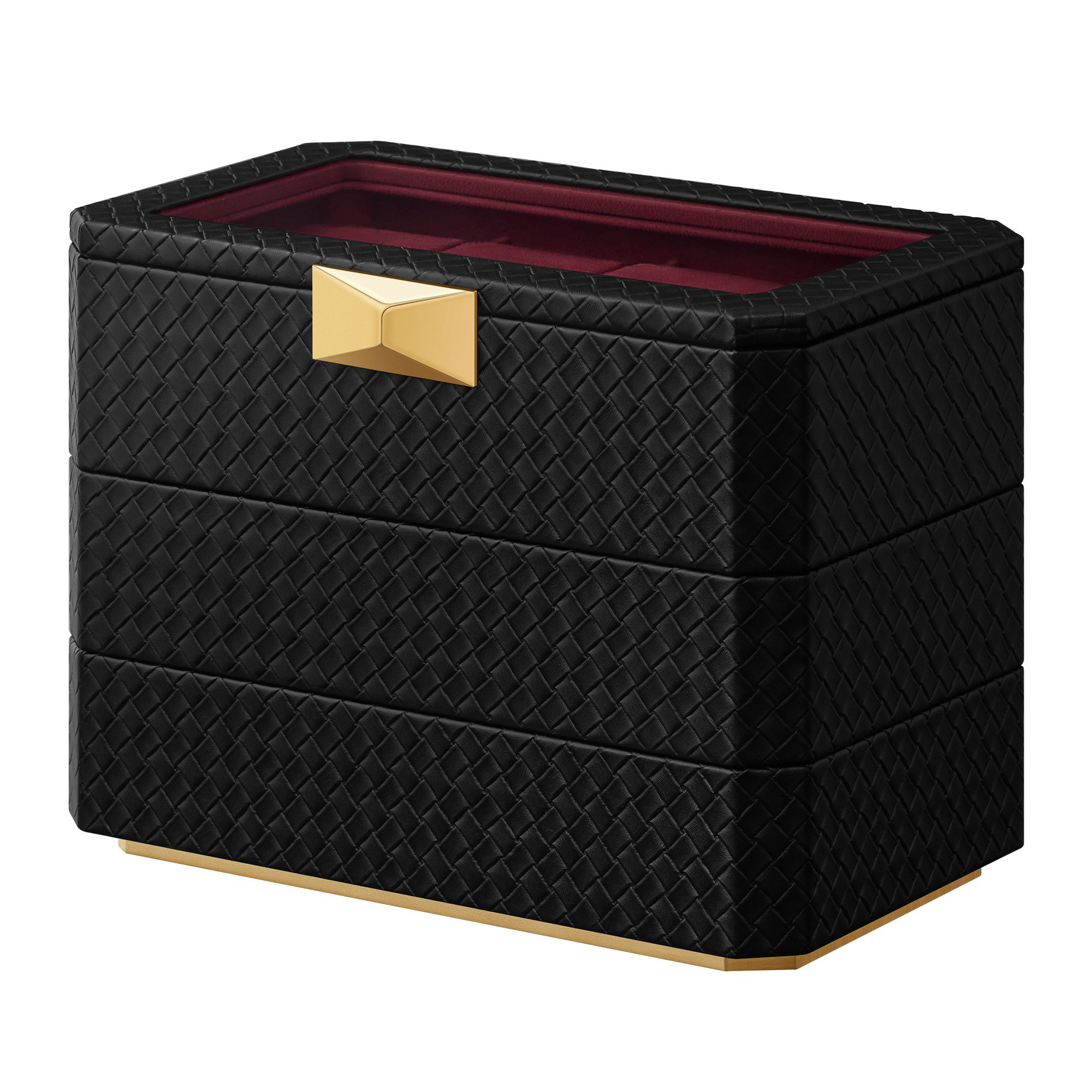 Mercer41 3-Tier Watch Box, Stackable 8-Slot Watch Case, Woven Embossed ...