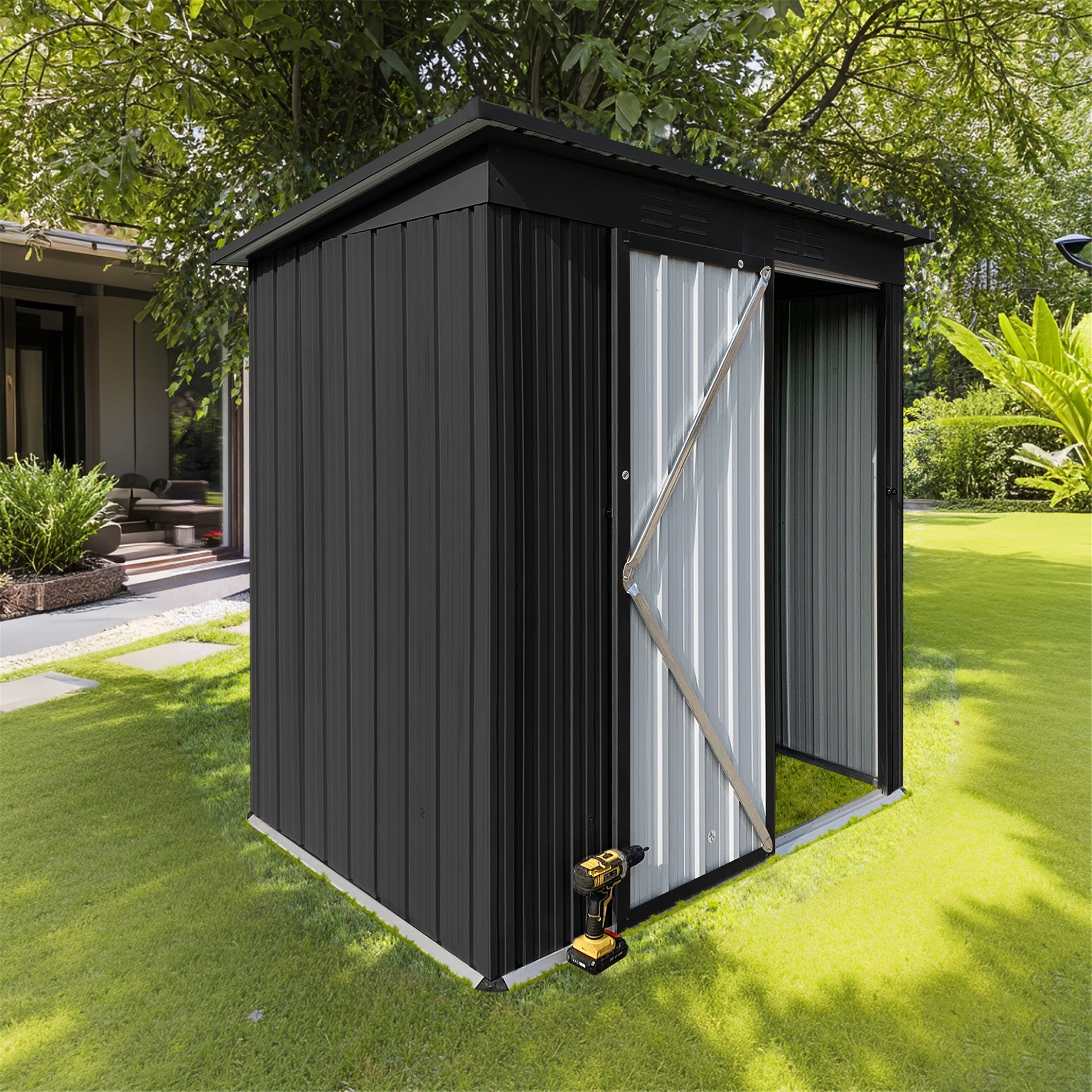 Modern Escapes Decor Outdoor 5ft×4ft Steel Frame Weather-Resist Storage ...