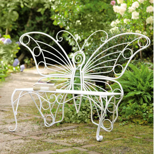 Plow & Hearth Metal Butterfly Garden Bench & Reviews | Wayfair